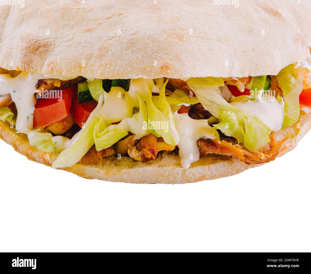 Fresh chicken kebab sandwich on white background Stock Photo - Alamy