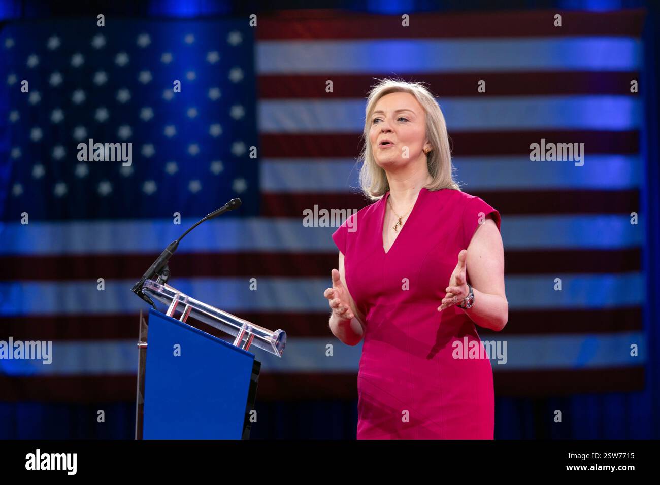 Former British Prime Minister Liz Truss speaks during the Conservative ...