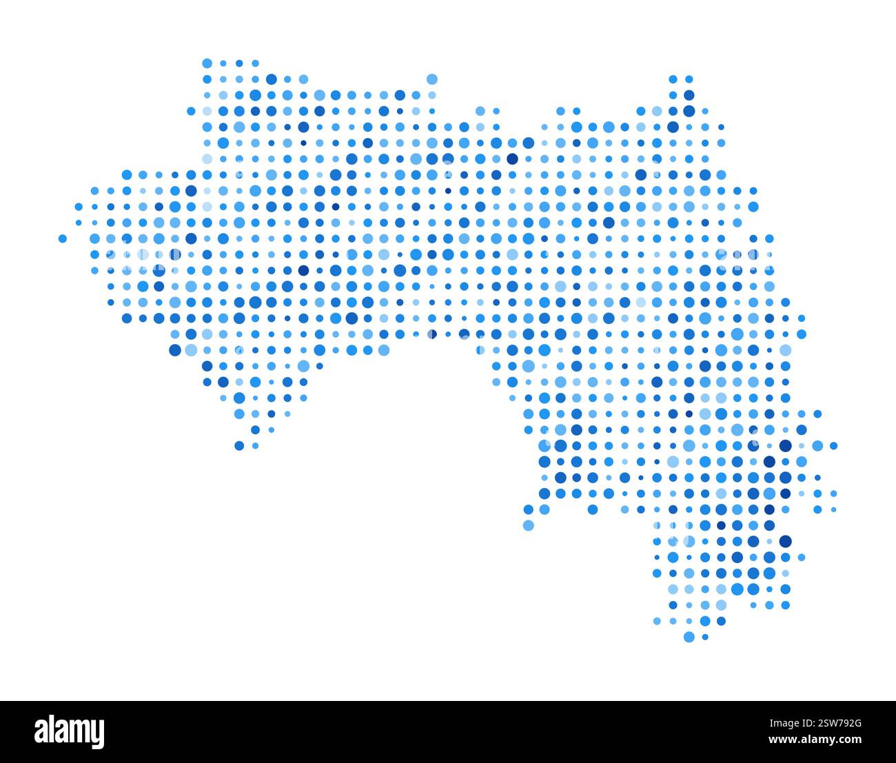 Guinea Dot Map. Country Digital Style Shape. Guinea vector image. Country shape blue circular ...