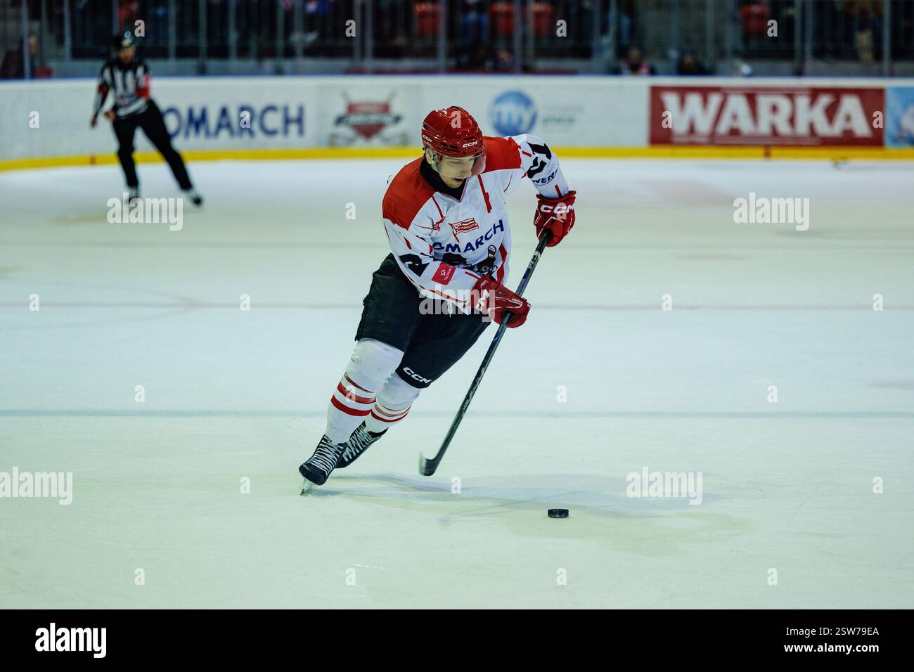 KRAKOW, POLAND, Jan 12, 2025, A hockey match between COMARCH CRACOVIA AND ZAGLEBIE SOSNOWIEC OP ...