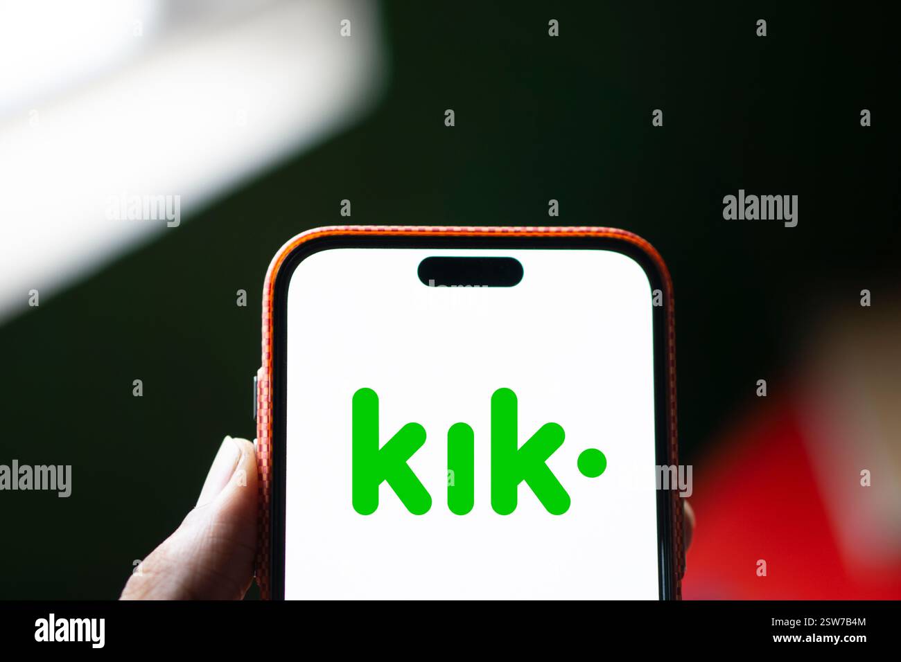 Dhaka, Bangladesh- 12 Oct 2024: Kik logo is displayed on smartphone ...