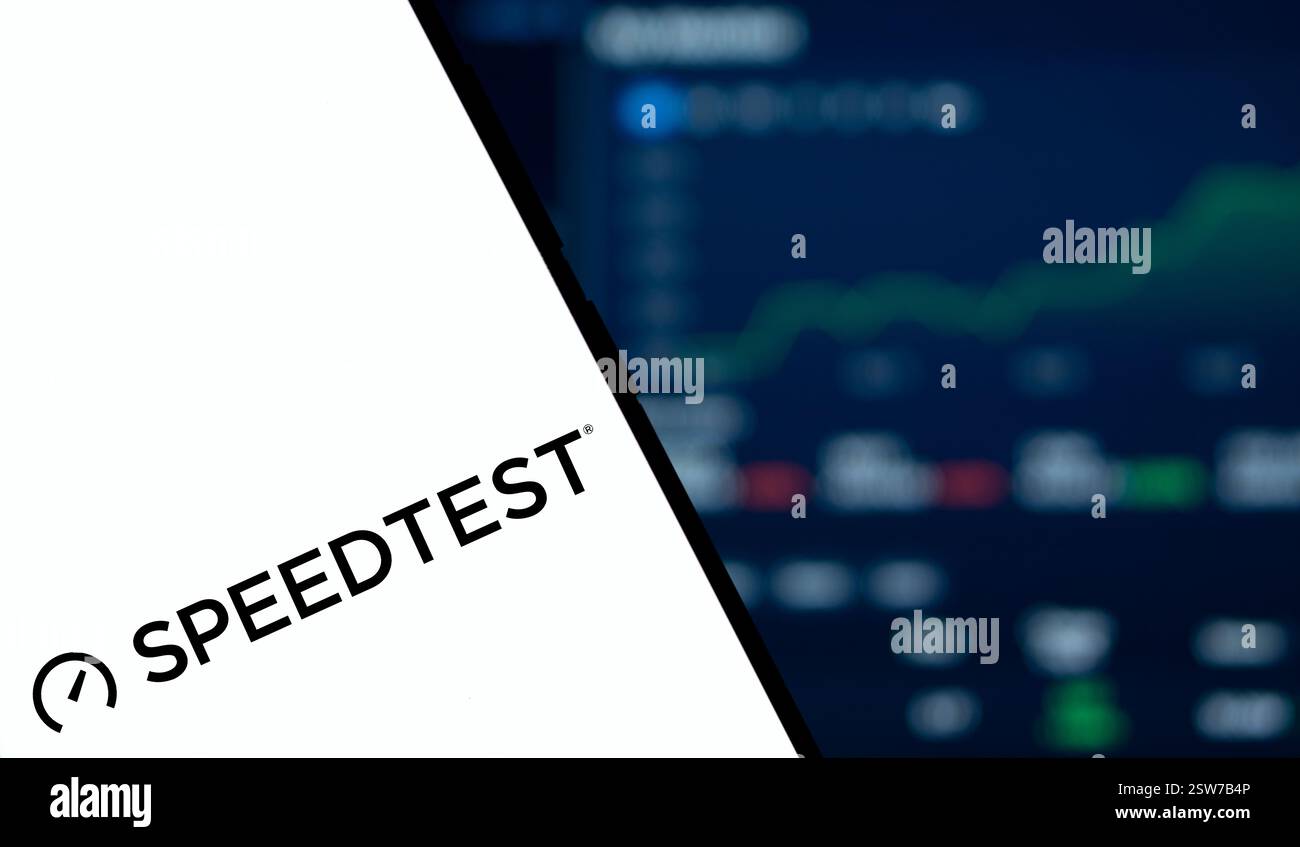 Dhaka, Bangladesh- 12 Oct 2024: Speedtest logo is displayed on ...