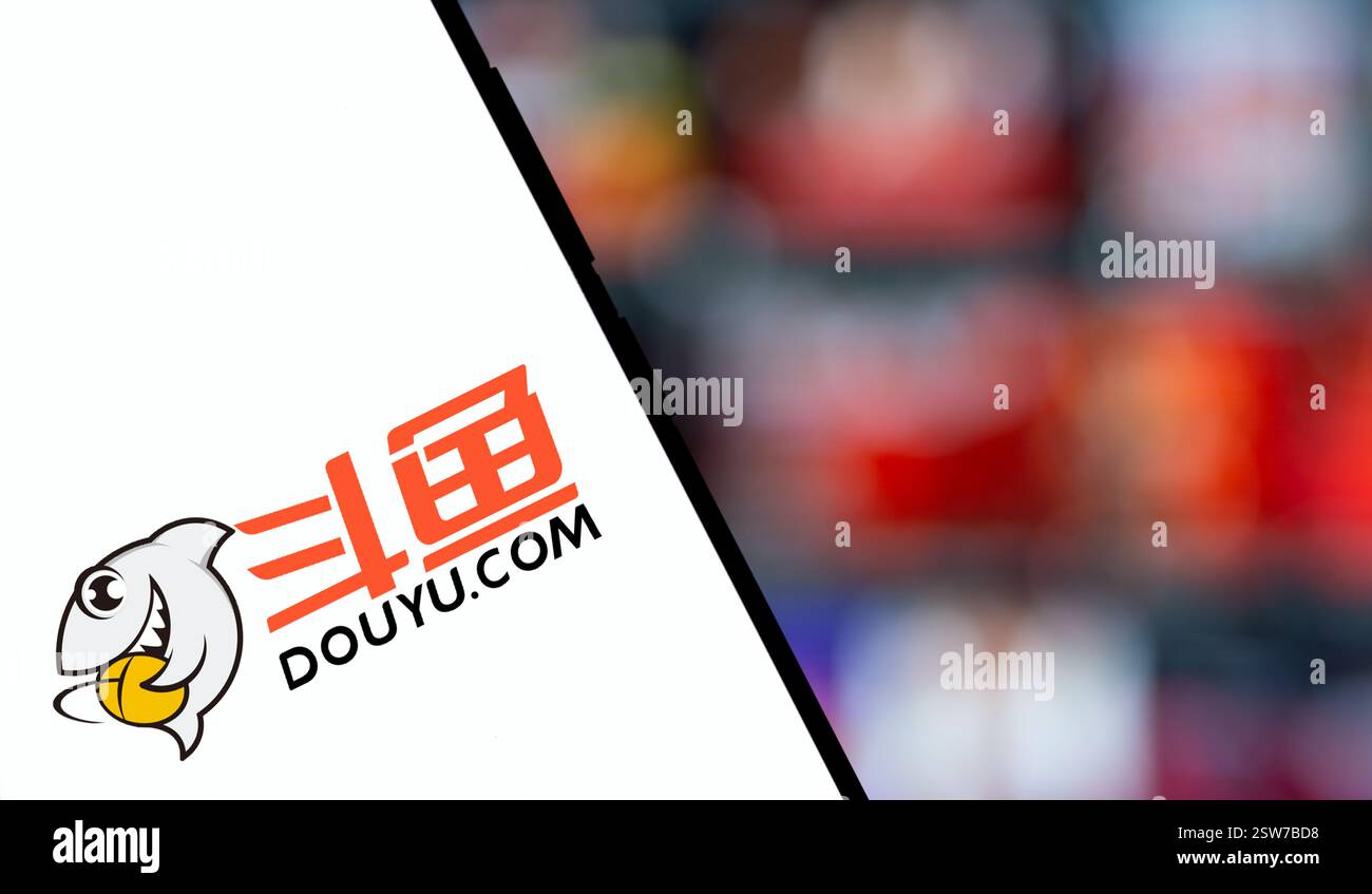 Dhaka, Bangladesh- 12 Oct 2024: DouYu logo is displayed on smartphone ...