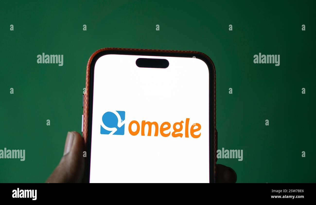 Dhaka, Bangladesh- 12 Oct 2024: Omegle logo is displayed on smartphone ...