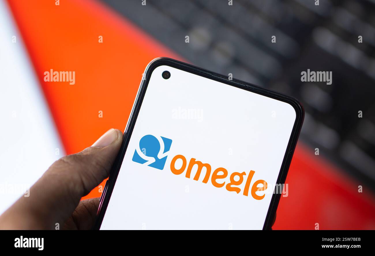 Dhaka, Bangladesh- 12 Oct 2024: Omegle logo is displayed on smartphone ...