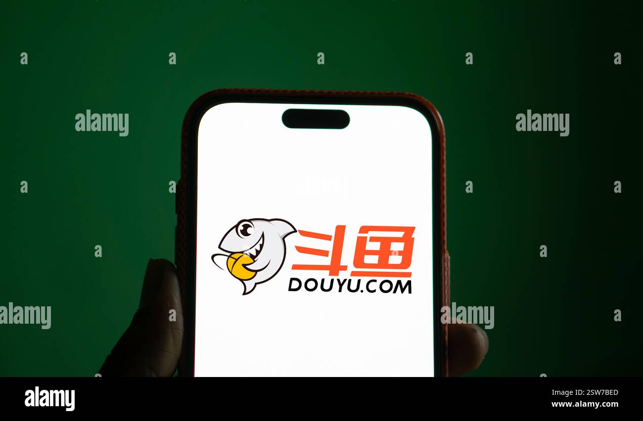 Dhaka, Bangladesh- 12 Oct 2024: DouYu logo is displayed on smartphone. DouYu is a Chinese video ...