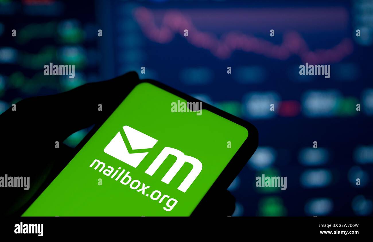 Dhaka, Bangladesh- 13 Oct 2024: Mailbox.org logo is displayed on smartphone. mailbox.org is an ...