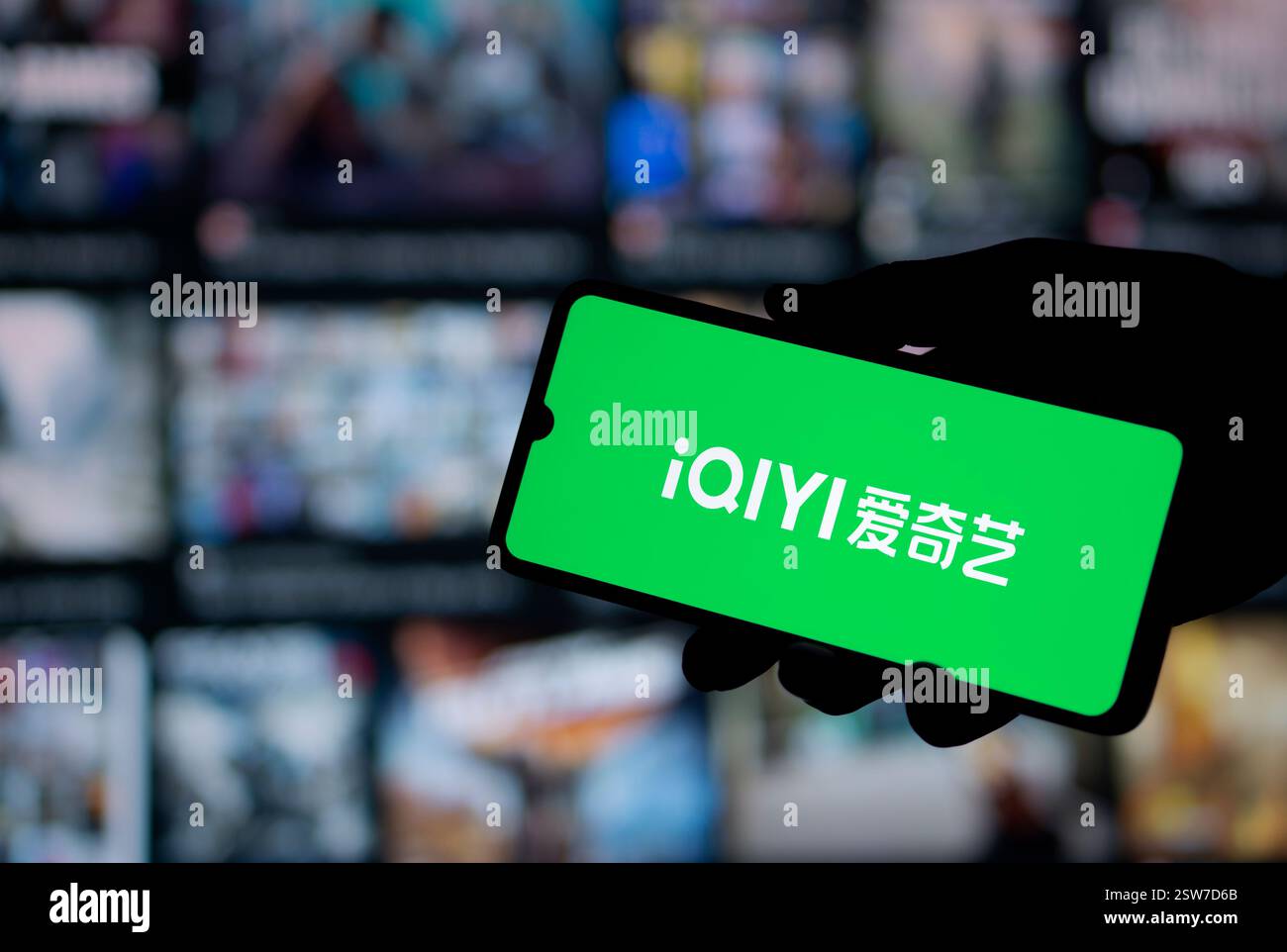 Dhaka, Bangladesh- 13 Oct 2024: iQIYI logo is displayed on smartphone ...