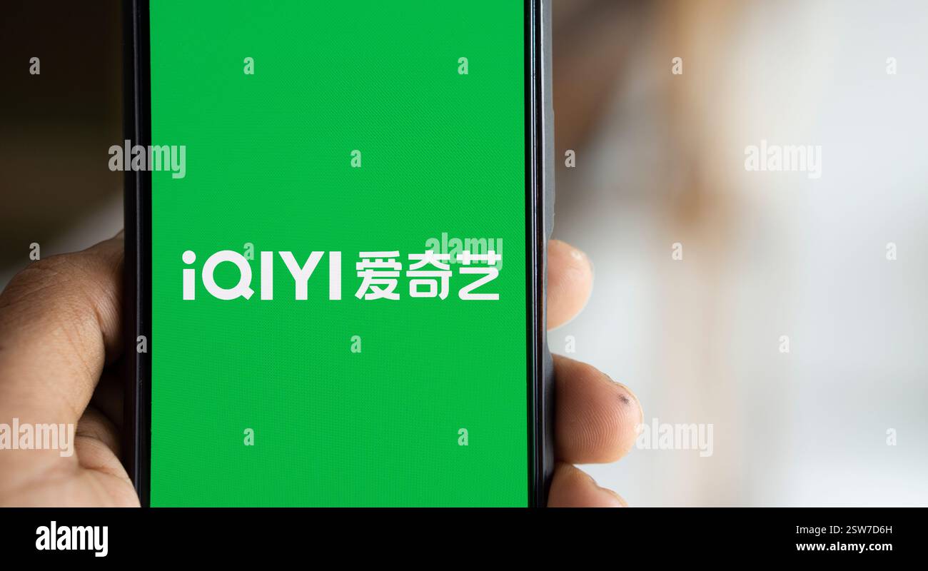 Dhaka, Bangladesh- 13 Oct 2024: iQIYI logo is displayed on smartphone ...