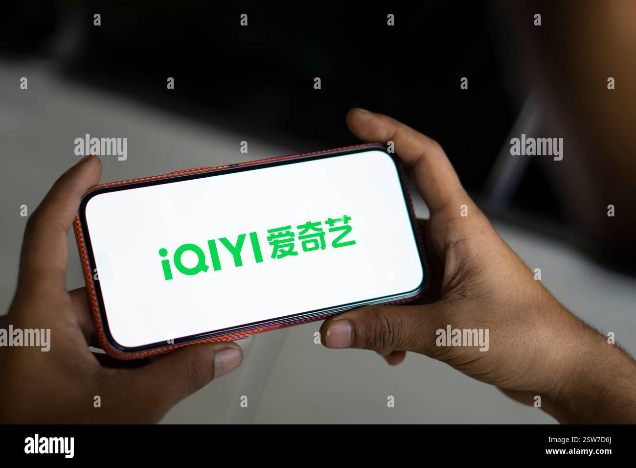 Dhaka, Bangladesh- 13 Oct 2024: iQIYI logo is displayed on smartphone ...