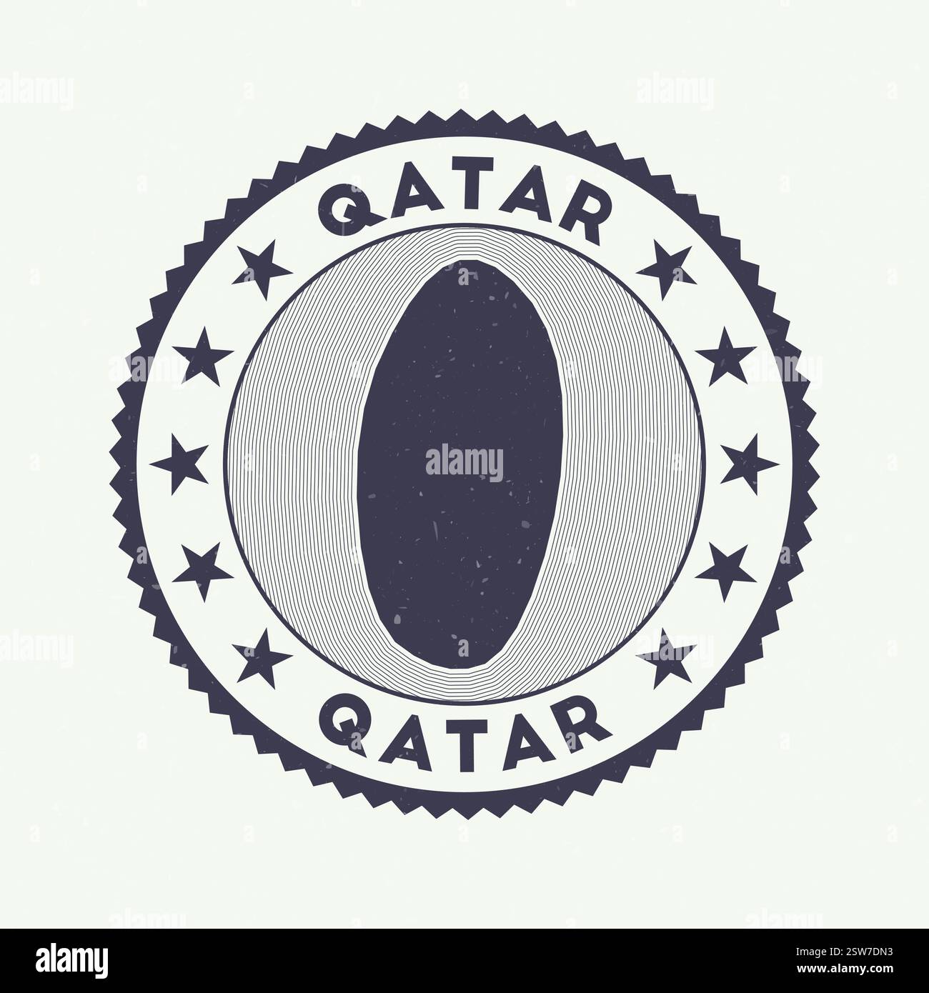 Qatar emblem. Country round stamp with shape of Qatar, isolines and ...
