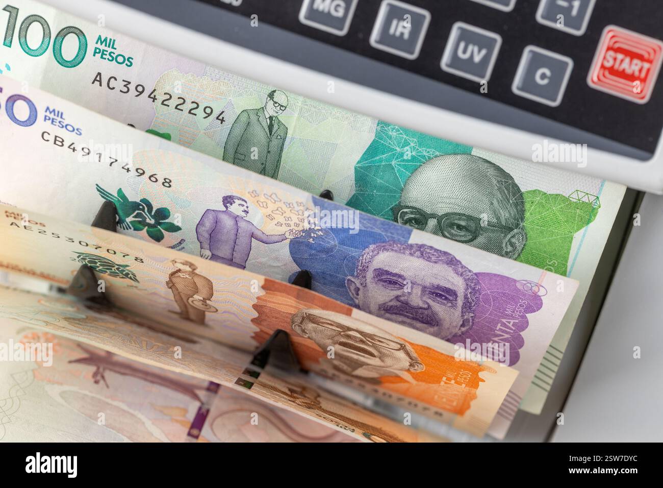 Colombia money, Colombian peso banknote counter Stock Photo - Alamy