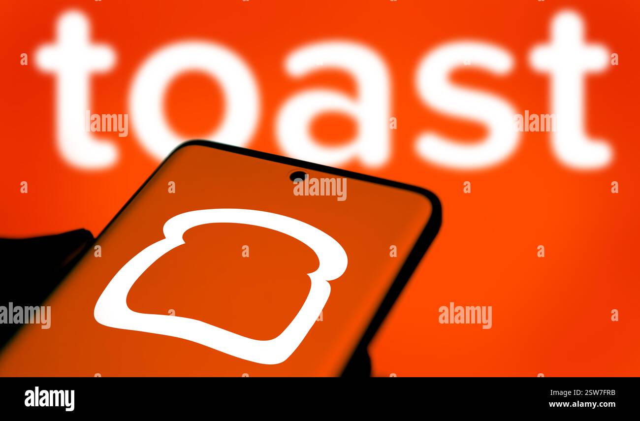 Dhaka, Bangladesh- 15 Oct 2024: Toast logo is displayed on smartphone ...