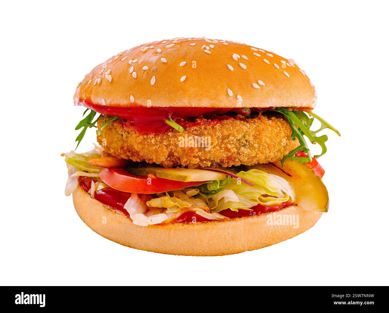Fresh burger chicken on Cut Out Stock Images & Pictures - Alamy