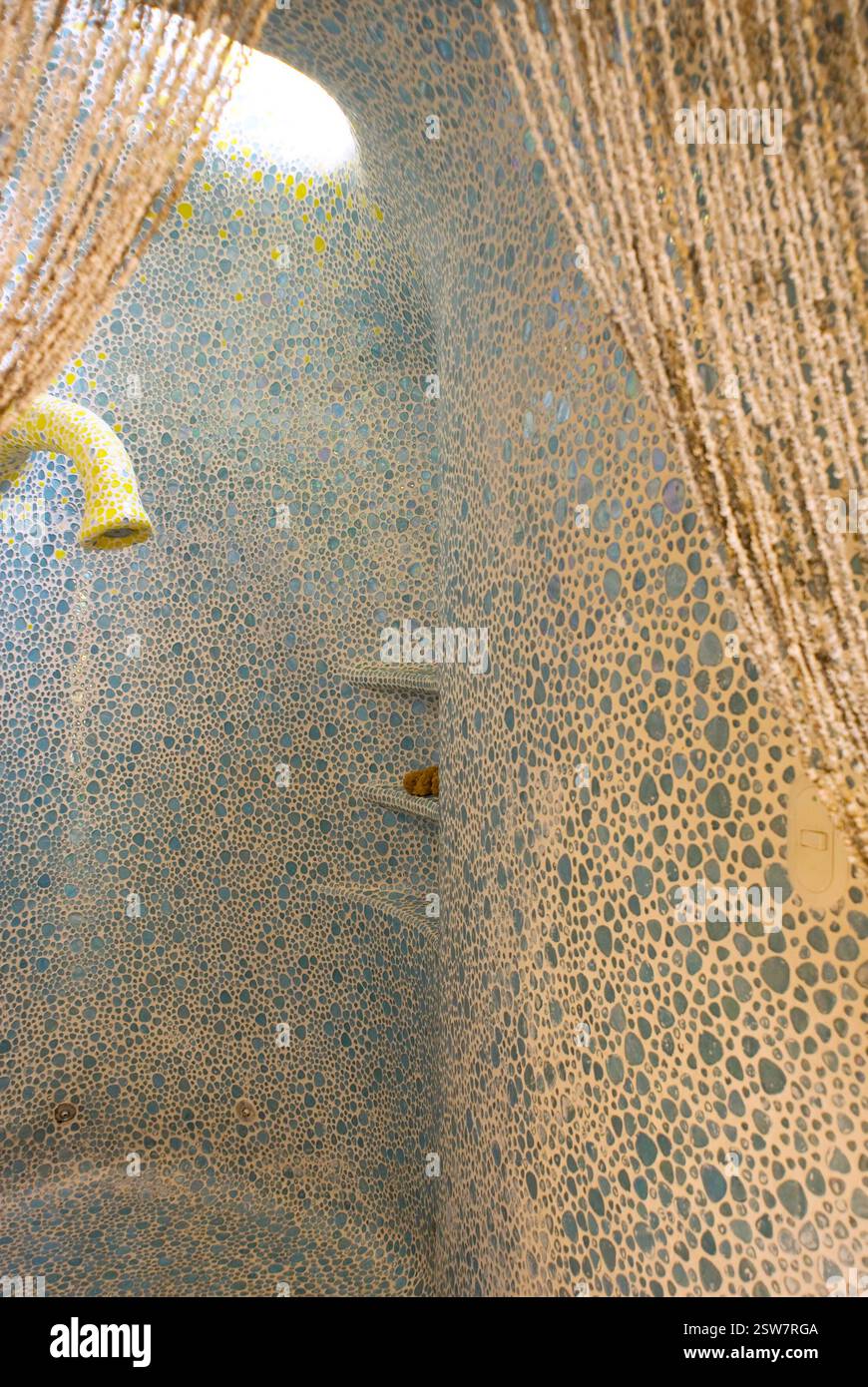 Shower in the master bedroom bathroom at the unusual shell-shaped house ...