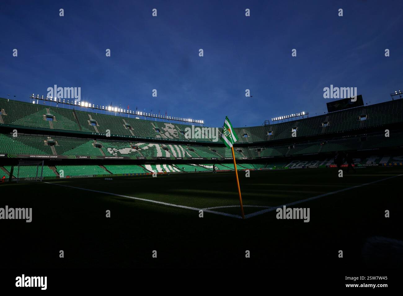 Detail of the Real Betis corner flag during the UEFA Europa Conference ...