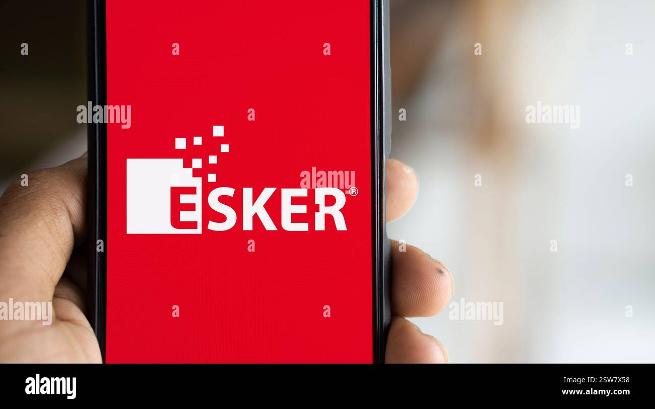 Dhaka, Bangladesh- 19 Oct 2024: Esker logo is displayed on smartphone Stock Photo - Alamy