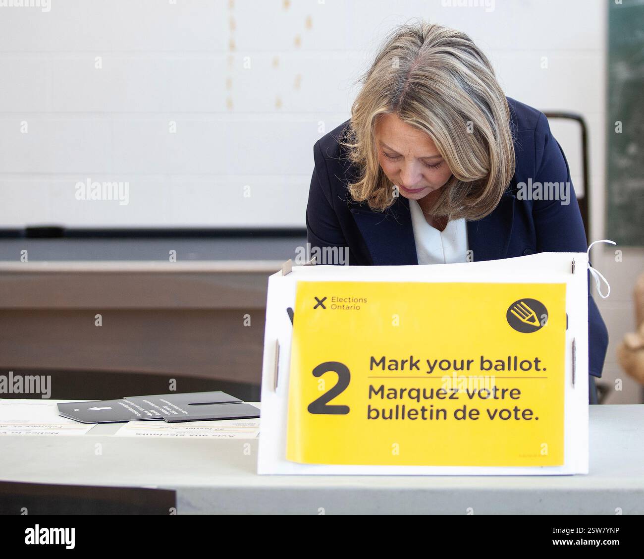 Toronto, Canada. 20th Feb, 2025. Ontario NDP Leader Marit Stiles marks ...