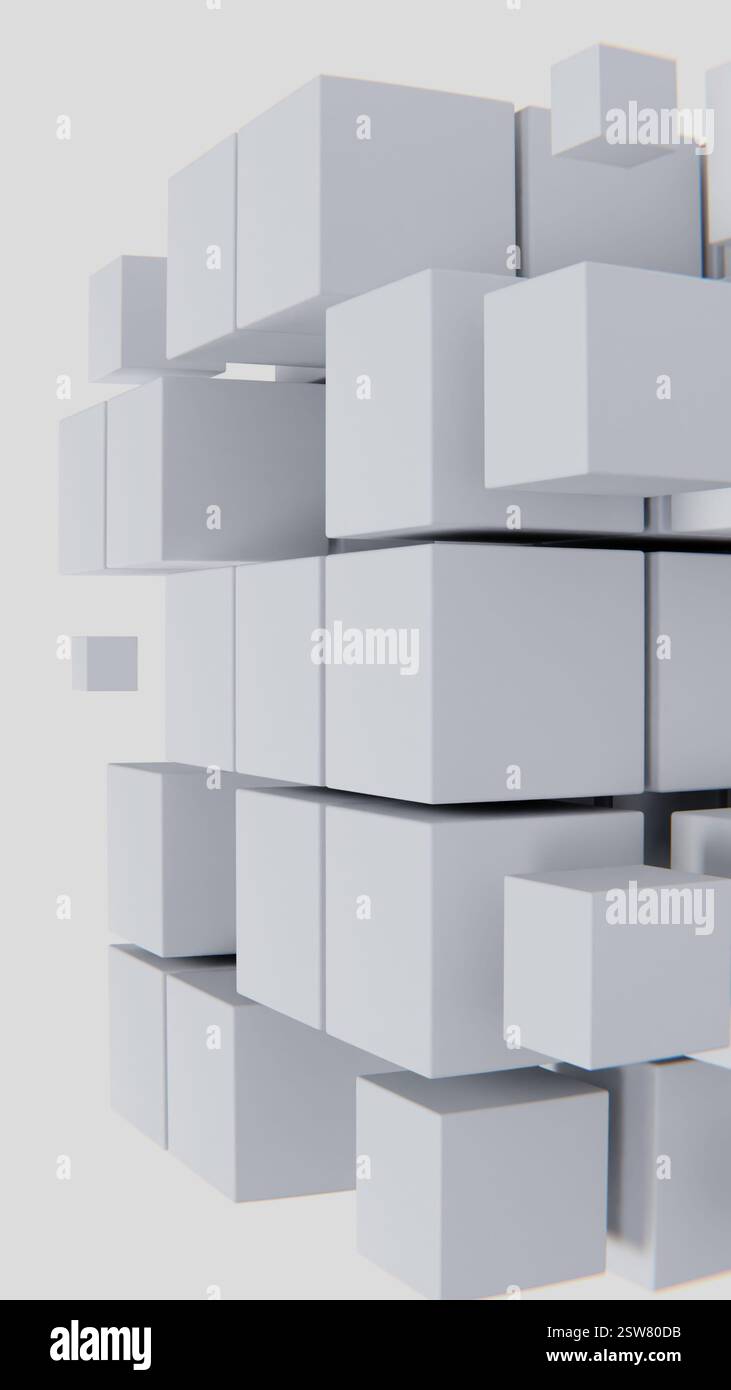 Abstract 3D vertical cubes blocks mosaic tile futuristic modern shape ...