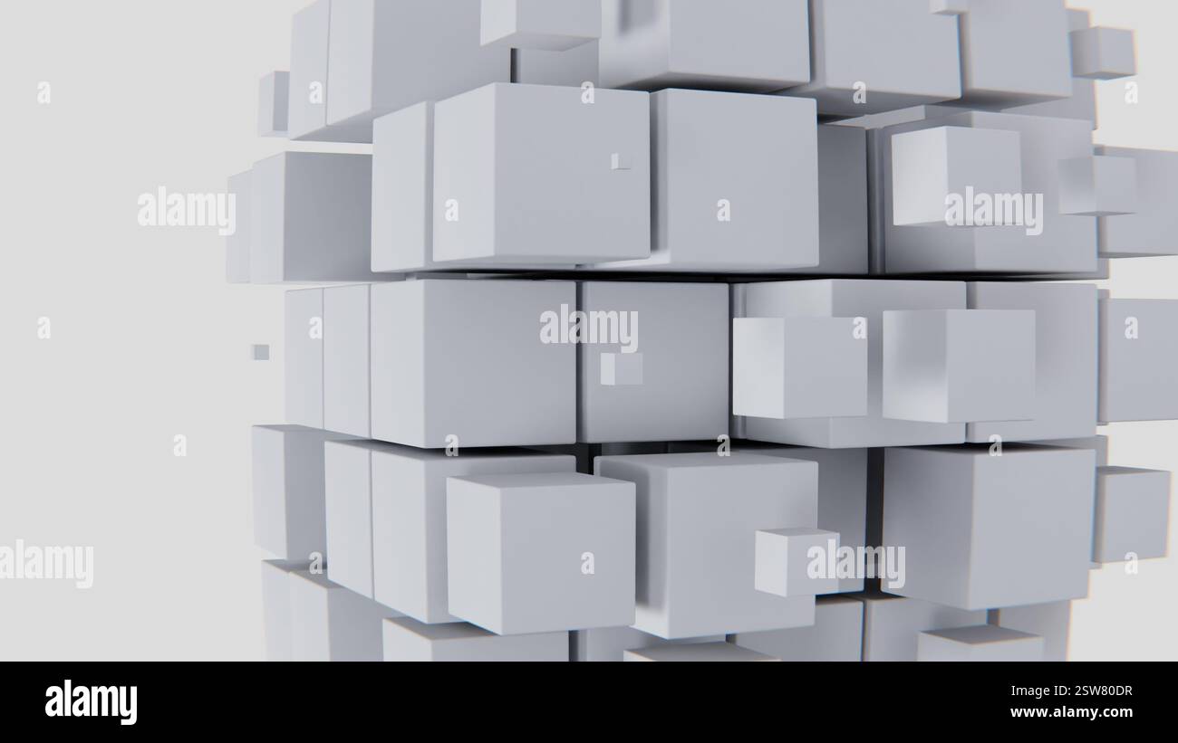 Abstract 3D horizontal cubes blocks mosaic tile futuristic modern shape ...