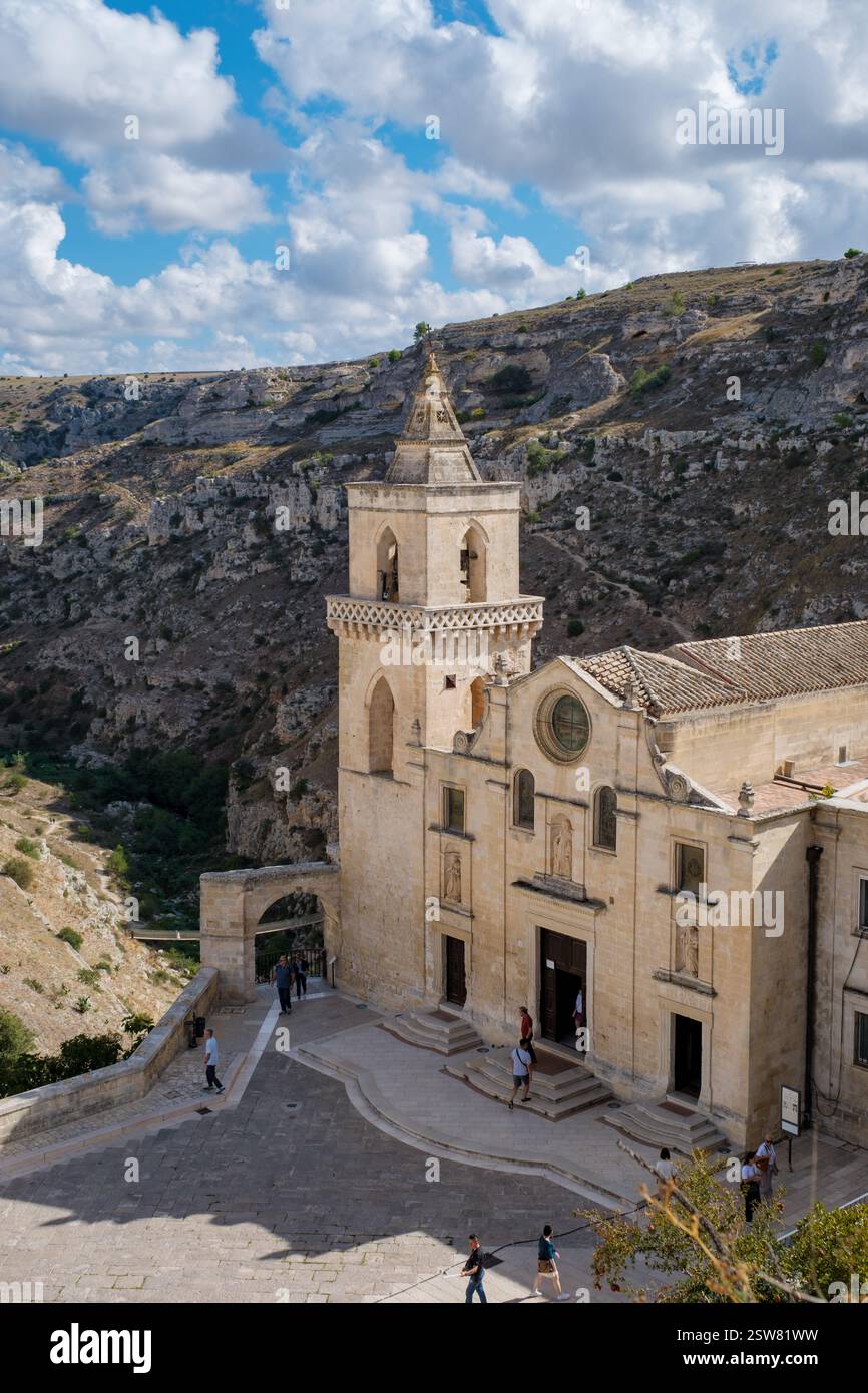 Visitors wander the historic streets of matera hi-res stock photography ...
