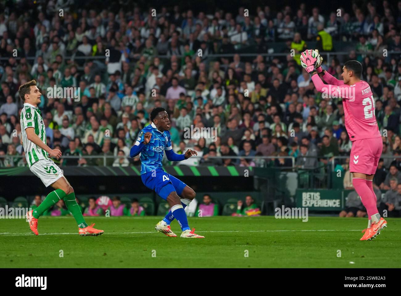 Sevilla, Spain. 20th Feb, 2025. Gent's Hyllarion Goore and Betis ...