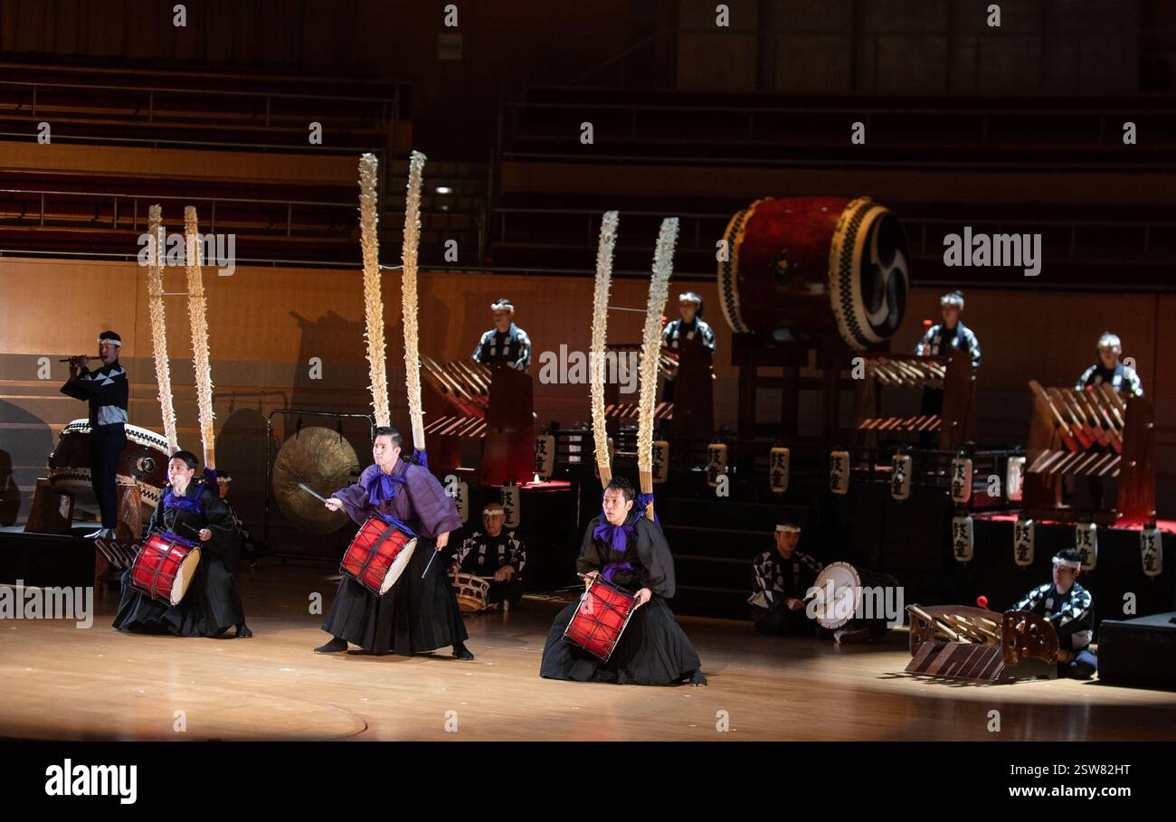 Costa Mesa, California, USA. 11th Feb, 2025. The drum group KODO ...