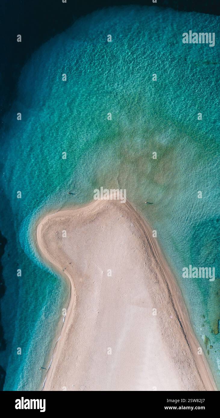 Breathtaking aerial view of a serene sandy peninsula in Brac Island ...