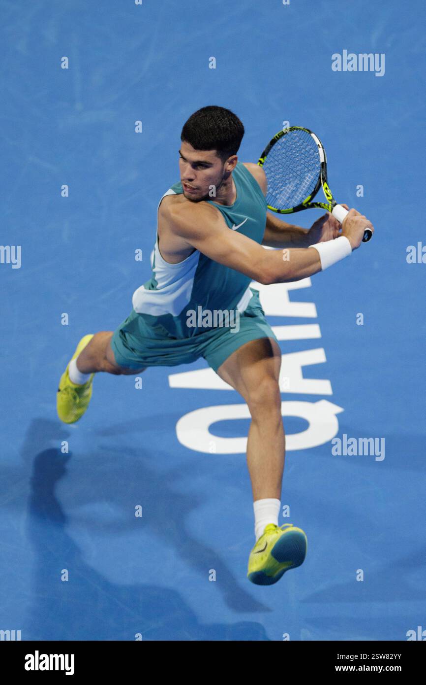 Doha, Qatar. 20th Feb, 2025. Carlos Alcaraz of Spain during the 2025 ...