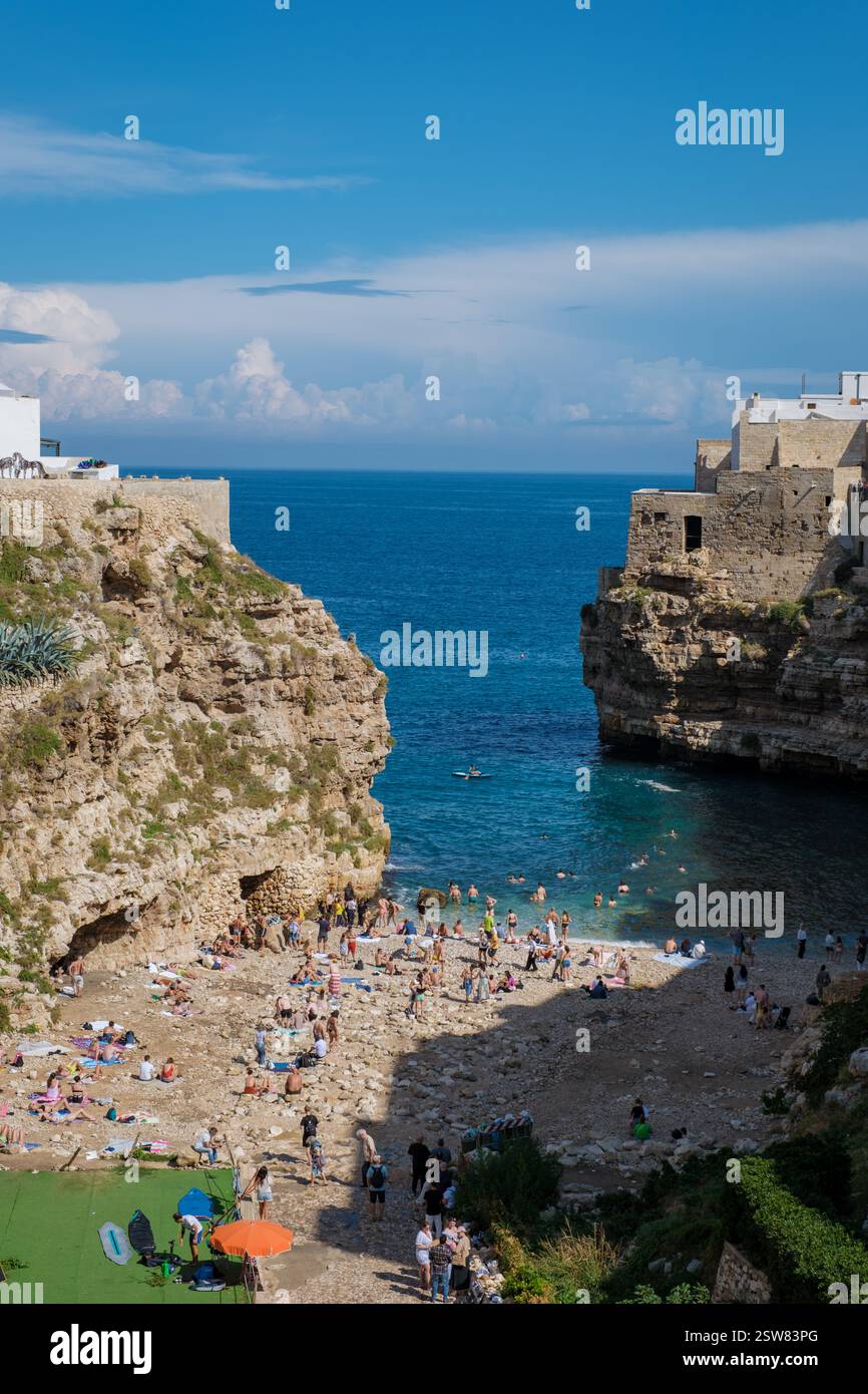 Vibrant summer day at the picturesque cove in Puglia, Italy with ...