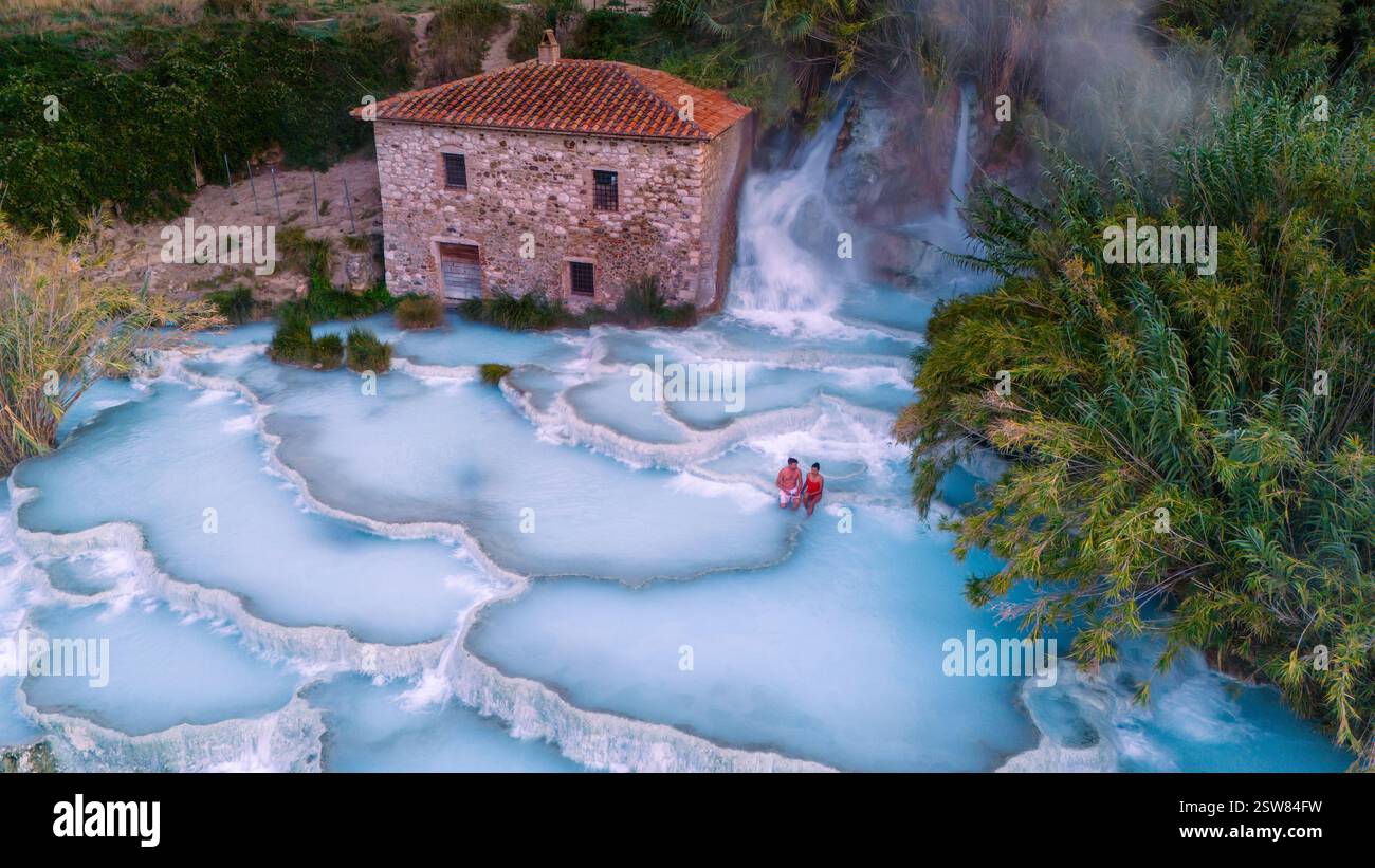 Relaxing in the natural thermal waters of Saturnia in beautiful Tuscany ...