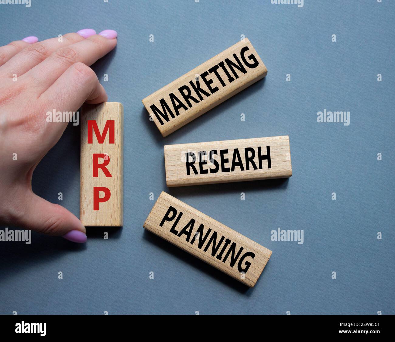 MRP - Marketing Research Planning symbol. Concept word MRP on wooden ...