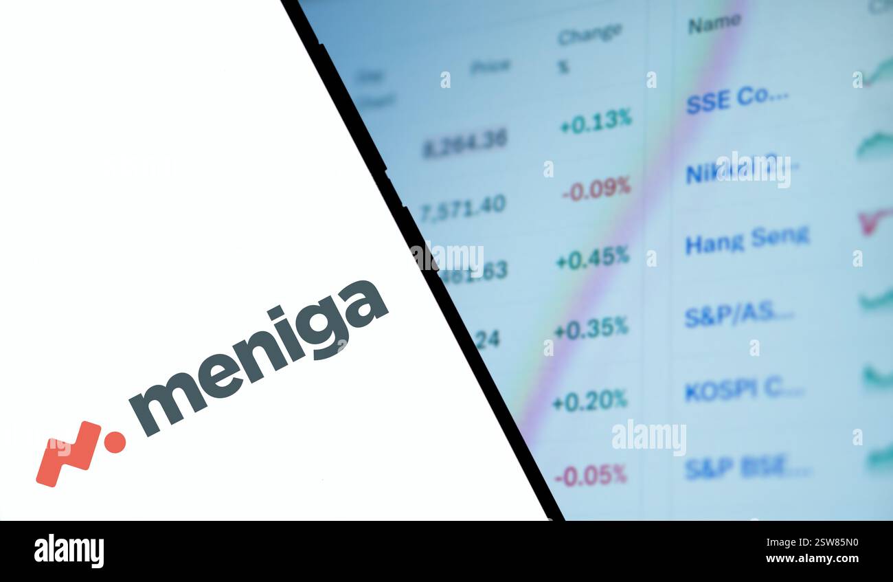 Dhaka, Bangladesh- 22 Oct 2024: Meniga logo is displayed on smartphone ...