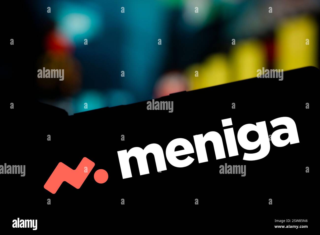 Dhaka, Bangladesh- 22 Oct 2024: Meniga logo is displayed on smartphone ...