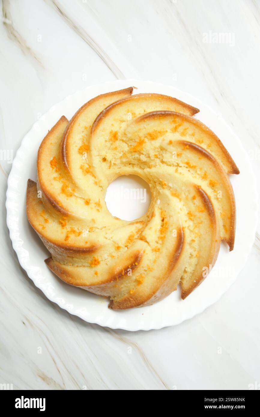 Easy Orange Pound Cake Drizzled with candied sweet orange peel Stock ...