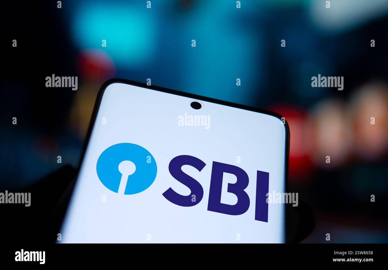 Dhaka, Bangladesh- 22 Oct 2024: SBI ((State Bank of India)) logo is displayed on smartphone ...