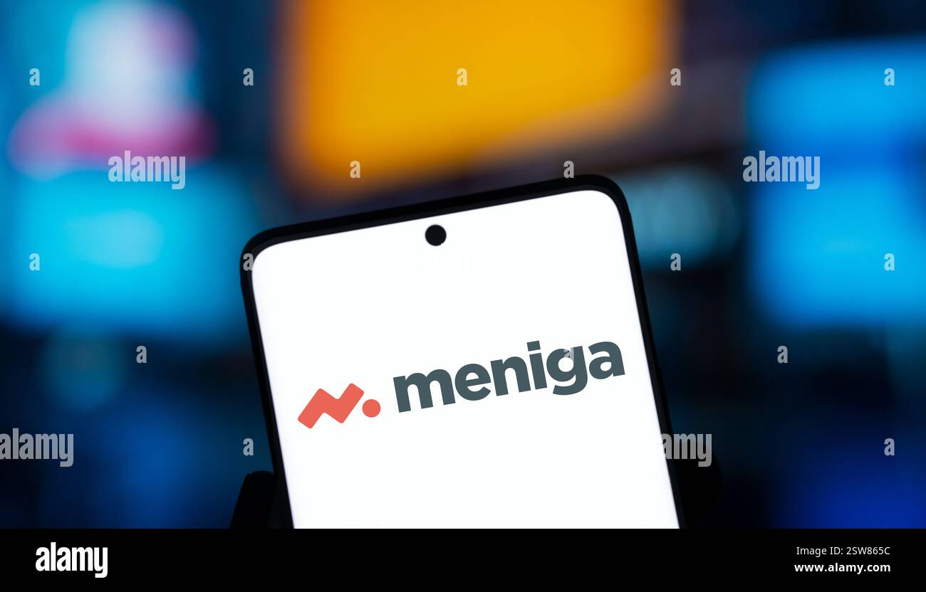 Dhaka, Bangladesh- 22 Oct 2024: Meniga logo is displayed on smartphone ...