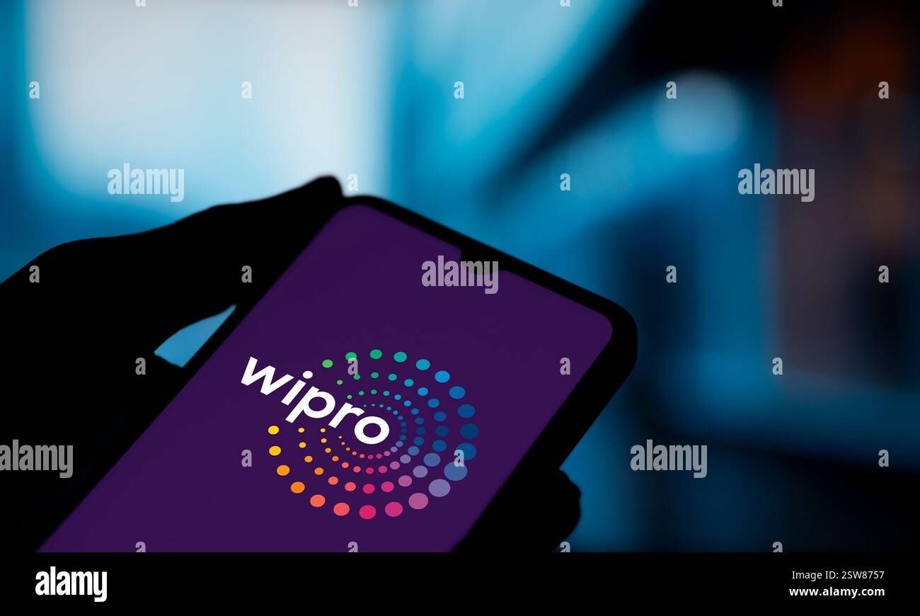 Dhaka, Bangladesh- 23 Oct 2924: Wipro logo is displayed on smartphone ...