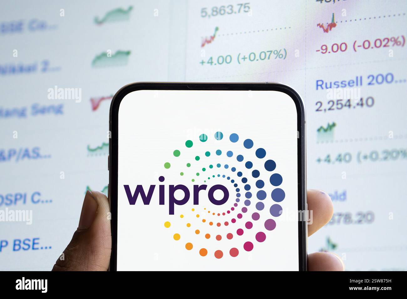 Dhaka, Bangladesh- 23 Oct 2924: Wipro logo is displayed on smartphone ...