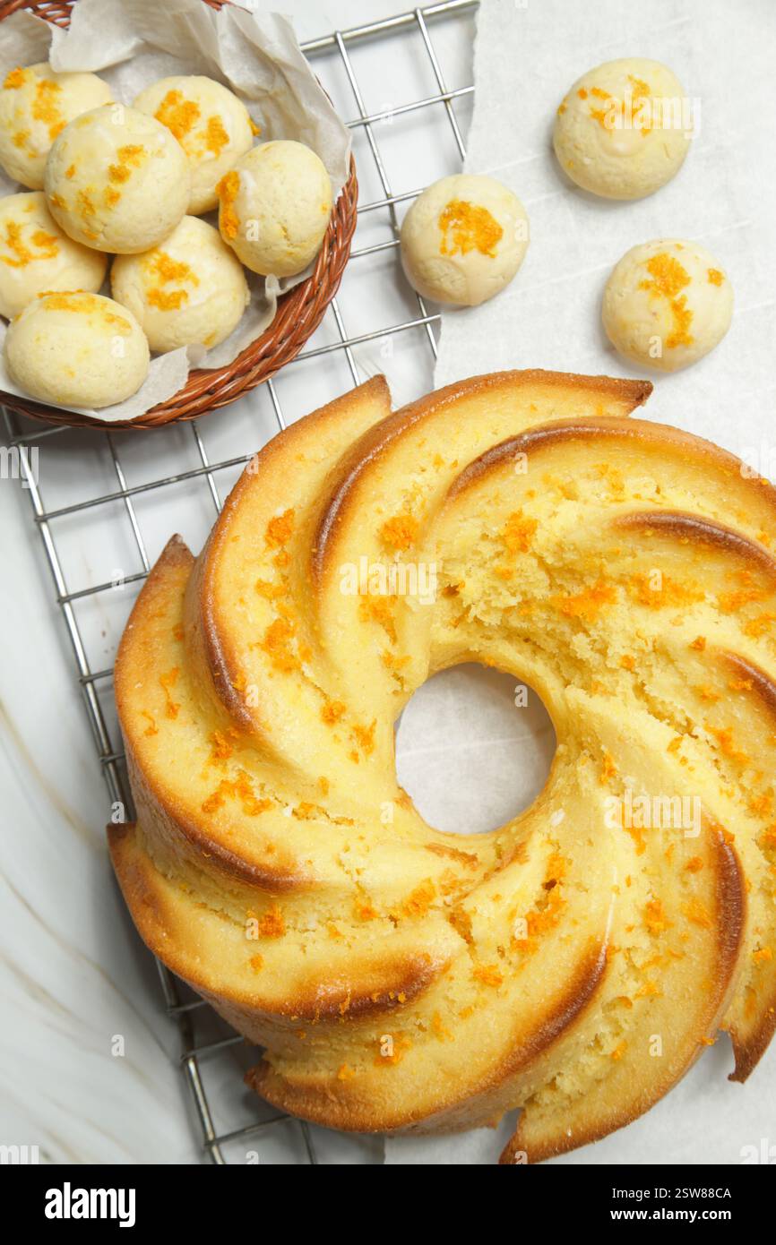 Easy orange pound cake and mini soft shortbread cookies drizzled with ...