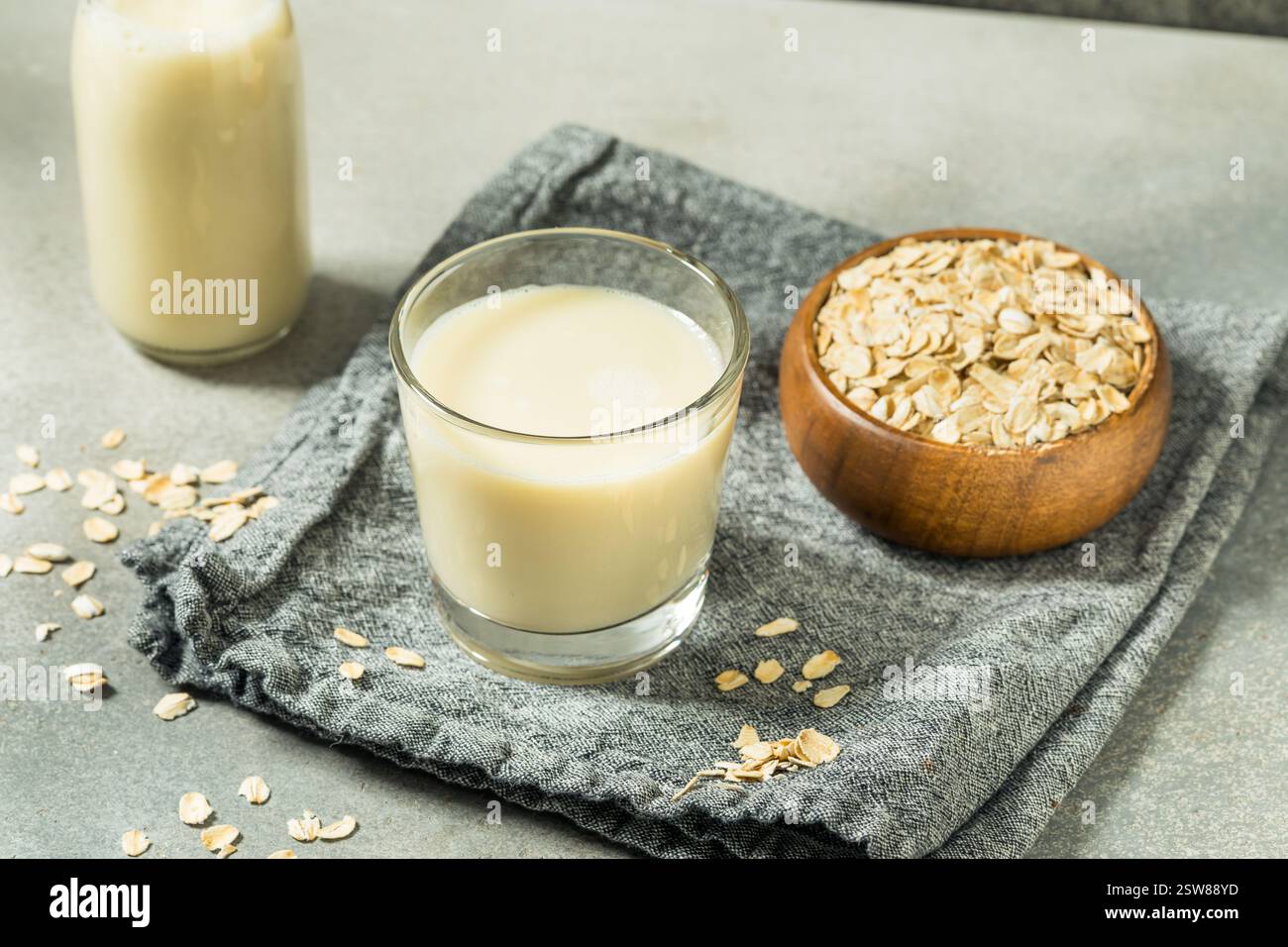 Healthy Sweet Alternative Oat Milk in a Glass to Drink Stock Photo - Alamy