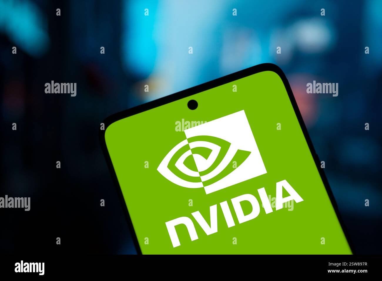 Dhaka, Bangladesh- 23 Oct 2024: Nvidia logo is displayed on smartphone ...