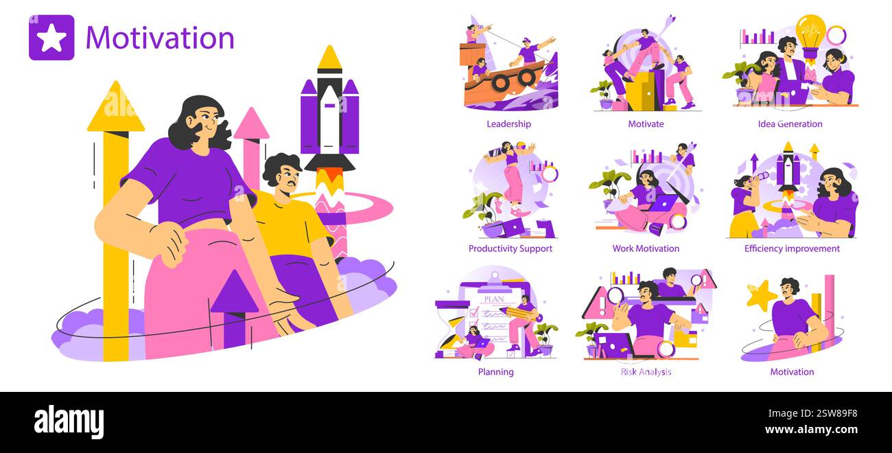 Motivation concept illustrating various aspects of empowerment and ...