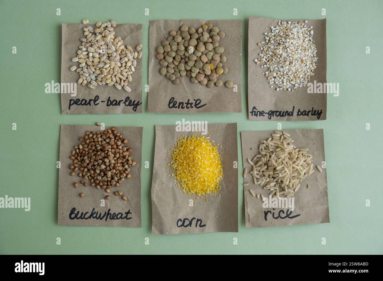 Refillable raw grain porridge with text in paper examples. Refill ...