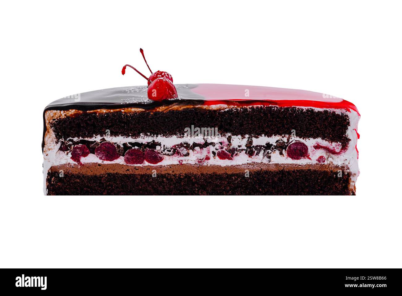 Delicious chocolate cake with cherries is waiting to be eaten Stock ...