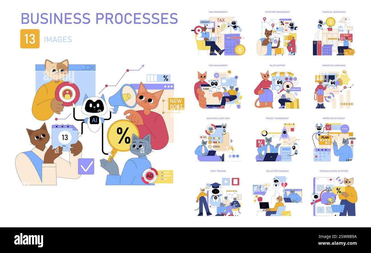 Business Processes illustration. This collection illustrates various ...