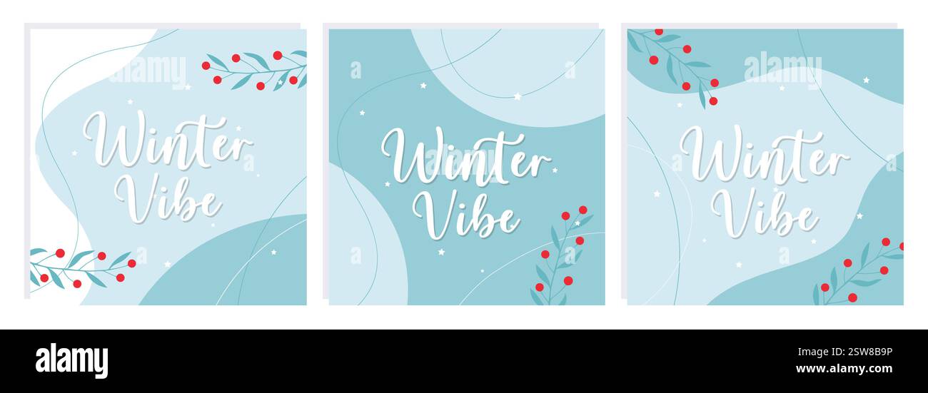 Winter Vibe posters. Christmas winter posters with botanical elements ...