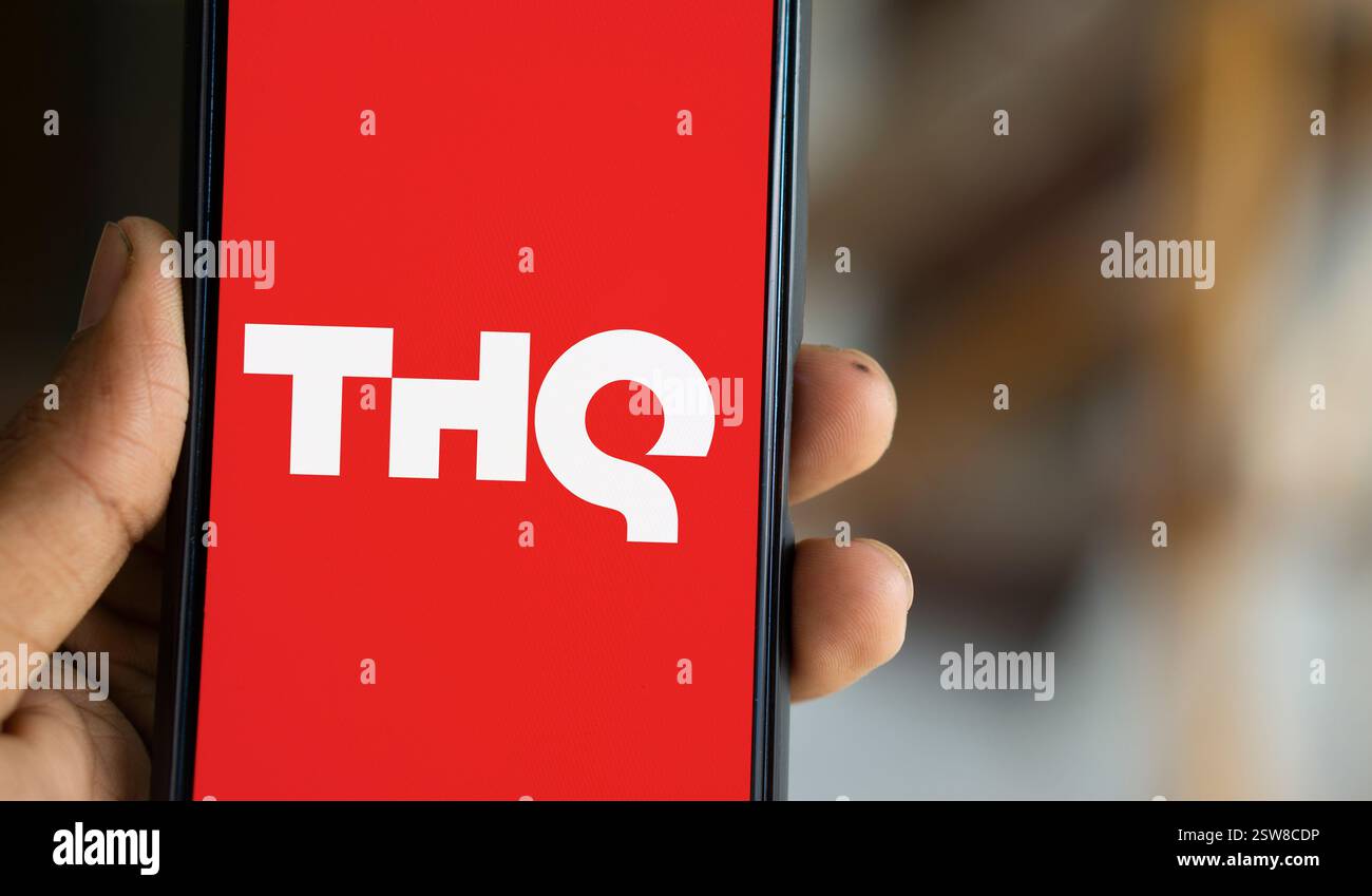 Dhaka, Bangladesh- 24 Oct 2024: THQ logo is displayed on smartphone ...