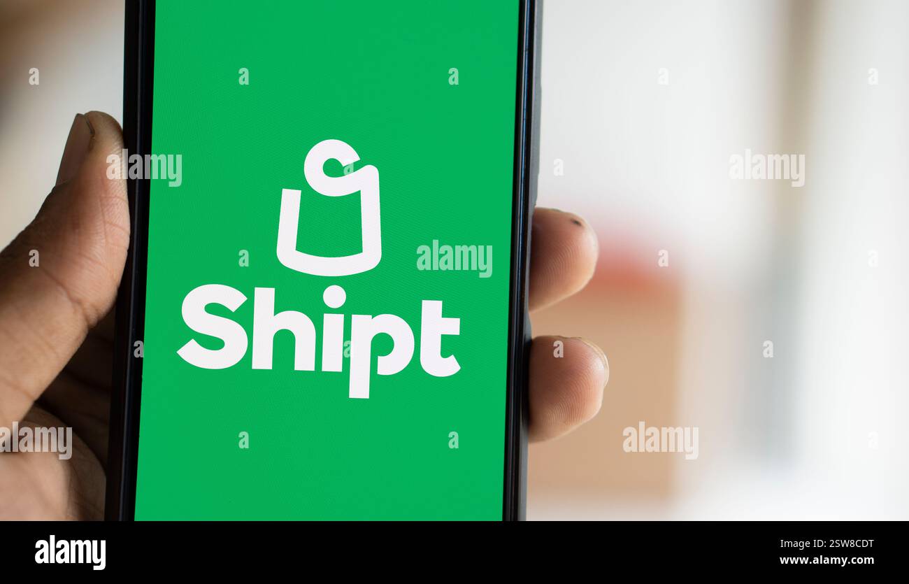 Dhaka, Bangladesh- 24 Oct 2024: Shipt logo is displayed on smartphone ...