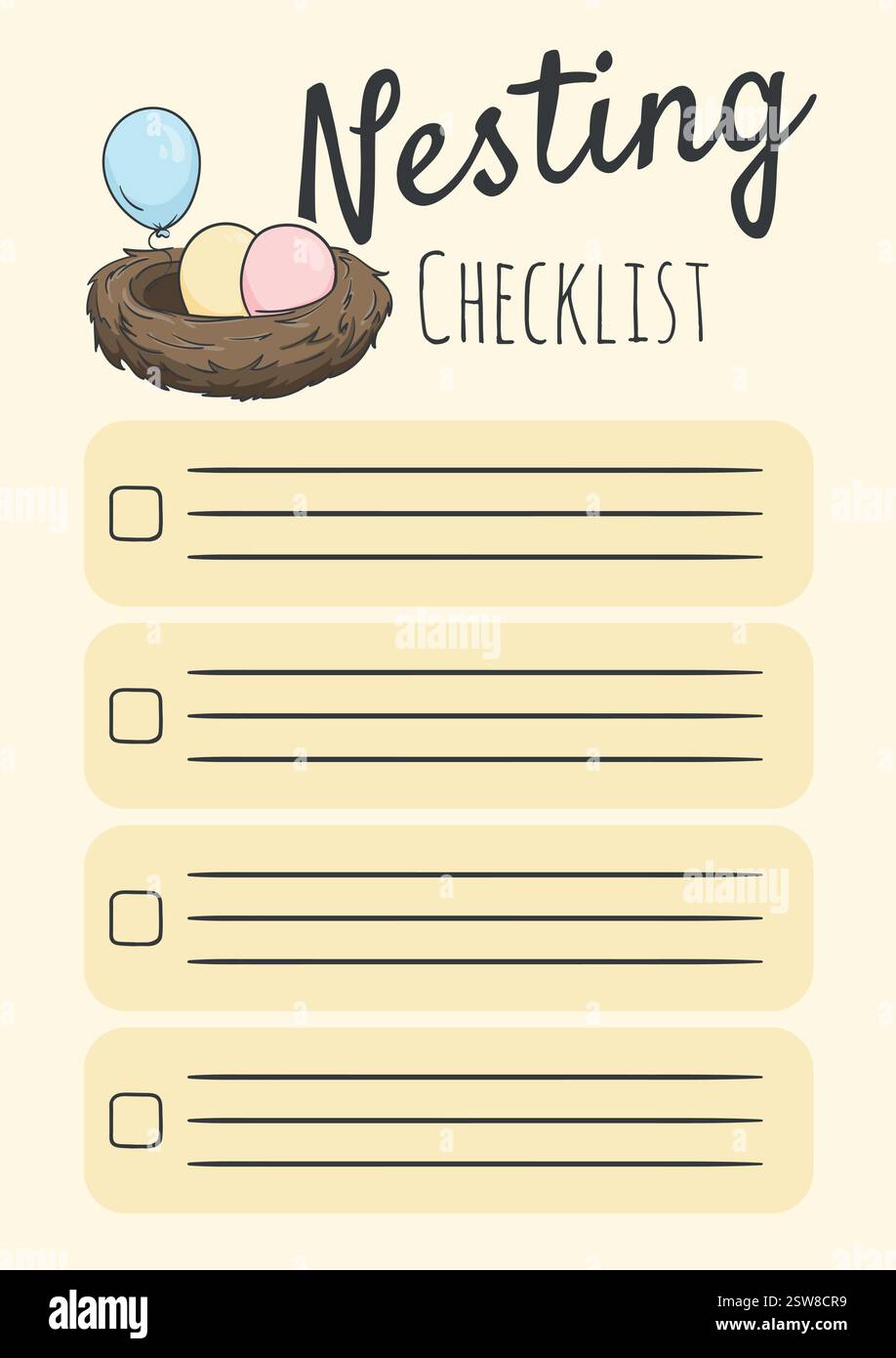 Nesting checklist. Planner template for nesting party. Nest with ...